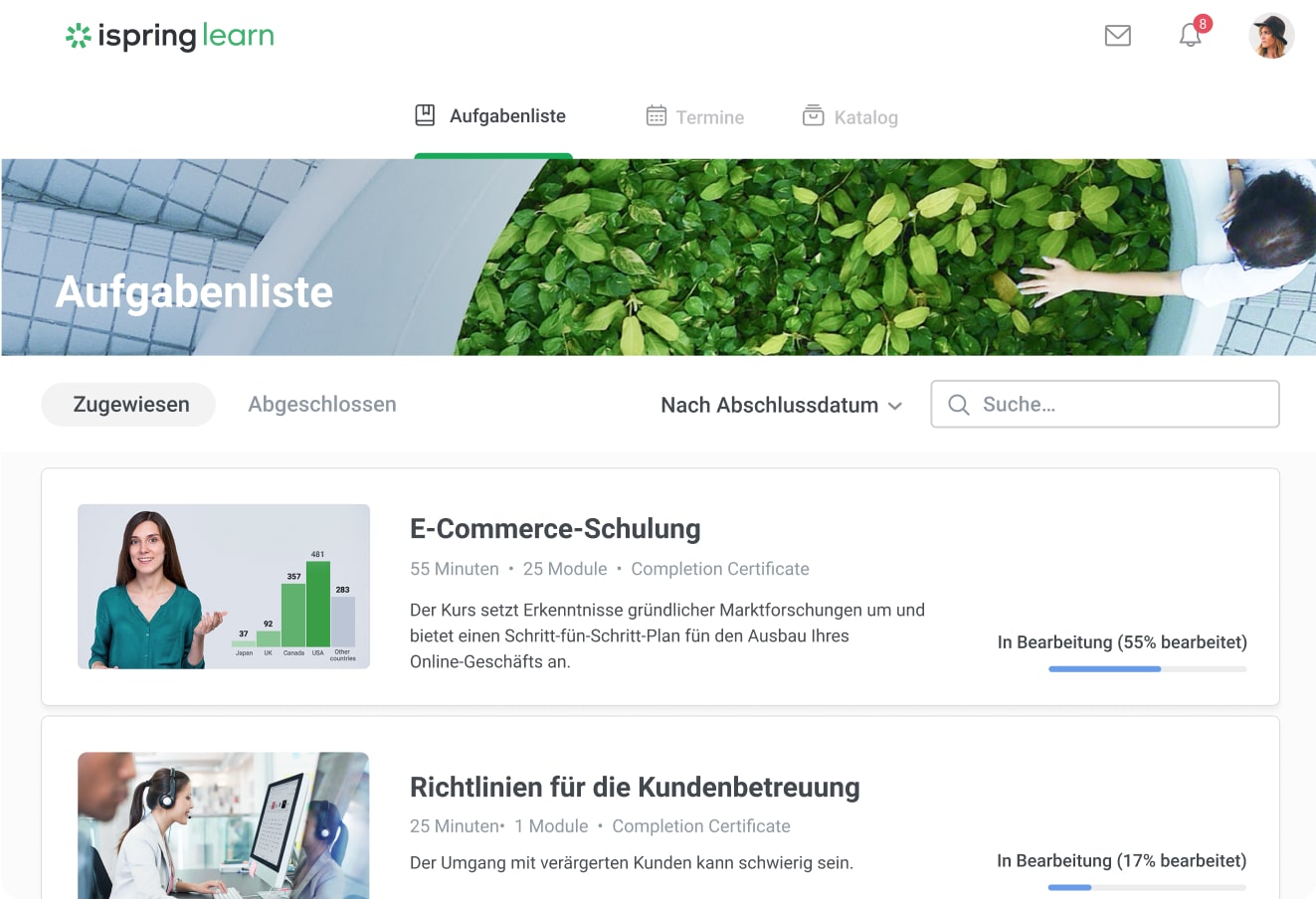 Cloud LMS für Online-Unternehmensschulungen | iSpring Learn